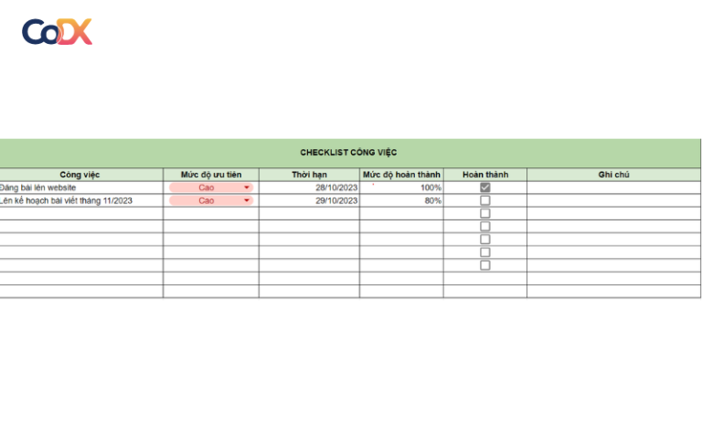 7 Form mẫu checklist công việc excel ĐẸP chuyên nghiệp [Tải dùng ngay]