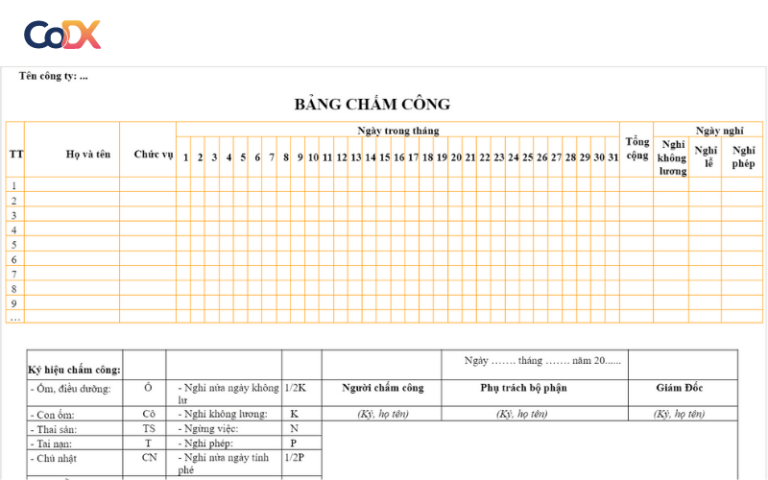 Cách làm bảng chấm công Word chi tiết, cực chuẩn [Download miễn phí]